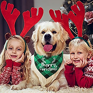 Roberly 2 Pack Christmas Dog Bandanas Plaid Reversible Triangle Bibs Christmas Scarf Accessories Costumes for Small Medium Large Dogs Cats Pets Animals