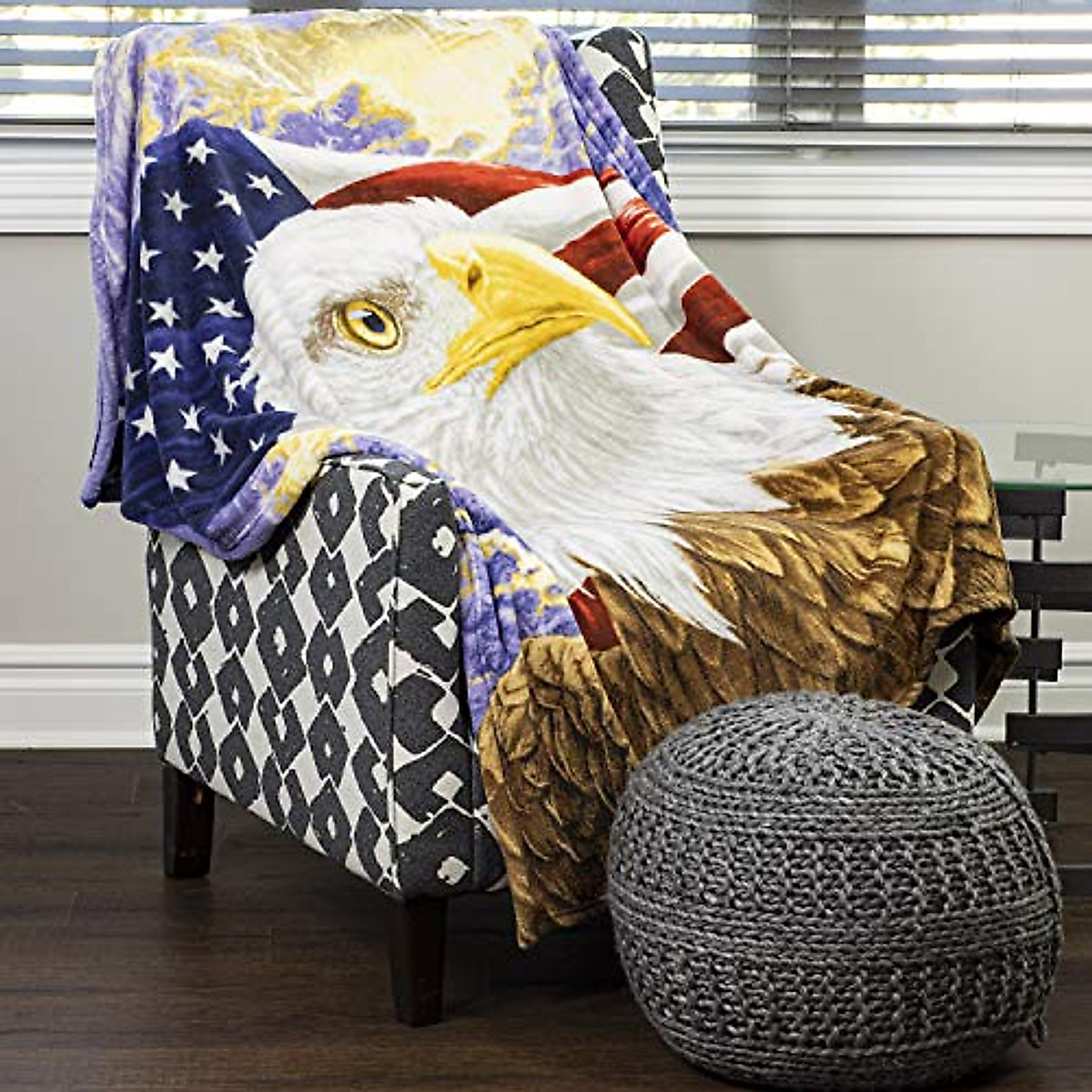 Dawhud Direct Independence Day Fleece Blanket for Bed, 50" x 60" Eagle Fleece Throw Blanket for Men, Women and Kids - Super Soft Plush Eagle Blanket Throw Print Blanket for Eagle Lovers