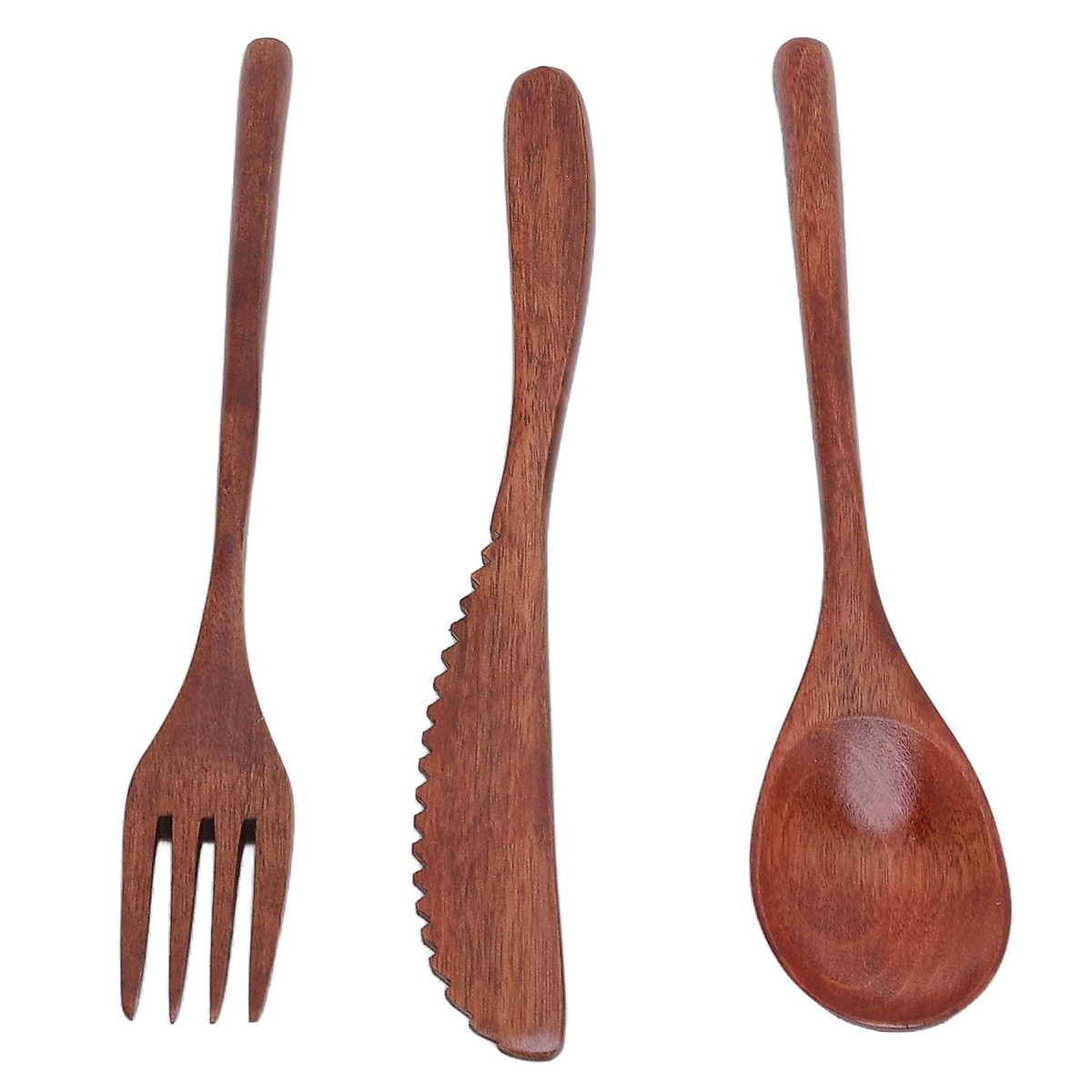 Wooden Cutlery Set Scratch Proof Durable Portable Heat Resistant Wooden Spoon Fork Cutter Tableware with Box for Dessert Salads Noodles