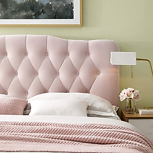 Modway Annabel Diamond Tufted Performance Velvet Queen Headboard in Pink
