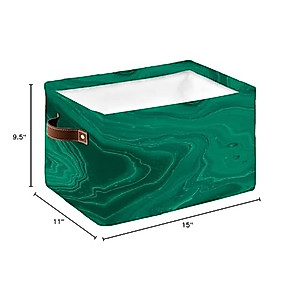 Emerald Green Cube Storage Baskets for Organizing Waterproof Storage Bins with Handles Decorative Storage Basket for Shelves Clothes Toy Closet Organizers, Color Fluid Modern Art