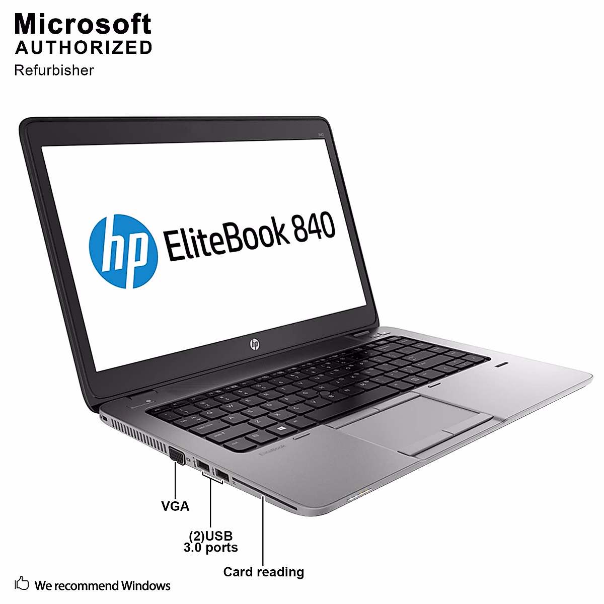 HP 2018 Elitebook 840 G1 14inch HD LED-backlit anti-glare Laptop Computer, Intel Dual-Core i5-4300U up to 2.9GHz, 8GB RAM, 500GB HDD, USB 3.0, Bluetooth, Window 10 Professional (Renewed)