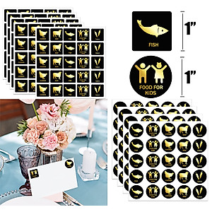 1 Inch Wedding Meal Choice Stickers Wedding Meal Indicator Stickers - Beef Fish Chicken Food for Kids Stickers Place Card Menu Choices Catering Food Stickers for Wedding Party 300Pcs