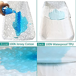 Waterproof Changing Pad Cover 2 Pack, 100% Cotton Change Table Cover Sheets, Ultra Soft, Unisex White Grey Star Print