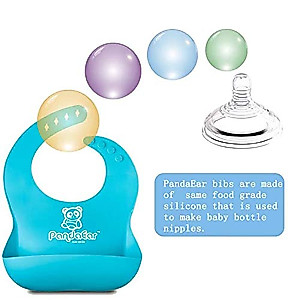 PandaEar Set of 2 Cute Silicone Baby Bibs for Babies & Toddlers (10-72 Months) Waterproof, Soft, Unisex, Non Messy - Turquoise/Lime Green…