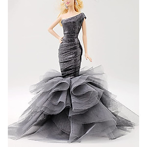 Cora Gu [Handmade Dress Fit for 12" Doll] Classic One Shoulder Silver Mermaid Dress/Wedding Gowns Fit for 12" Fashion Doll [Doll's not Included]