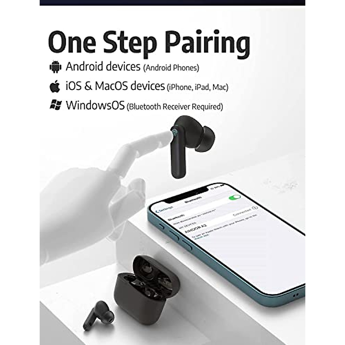 MOFRED Wireless Earbuds Bluetooth 5.0 Headphones with 30H Cycle Playtime Built-in Mic IPX6 Waterproof Headsets with Charging Case for in-Ear Buds Stereo Earphones for Android etc