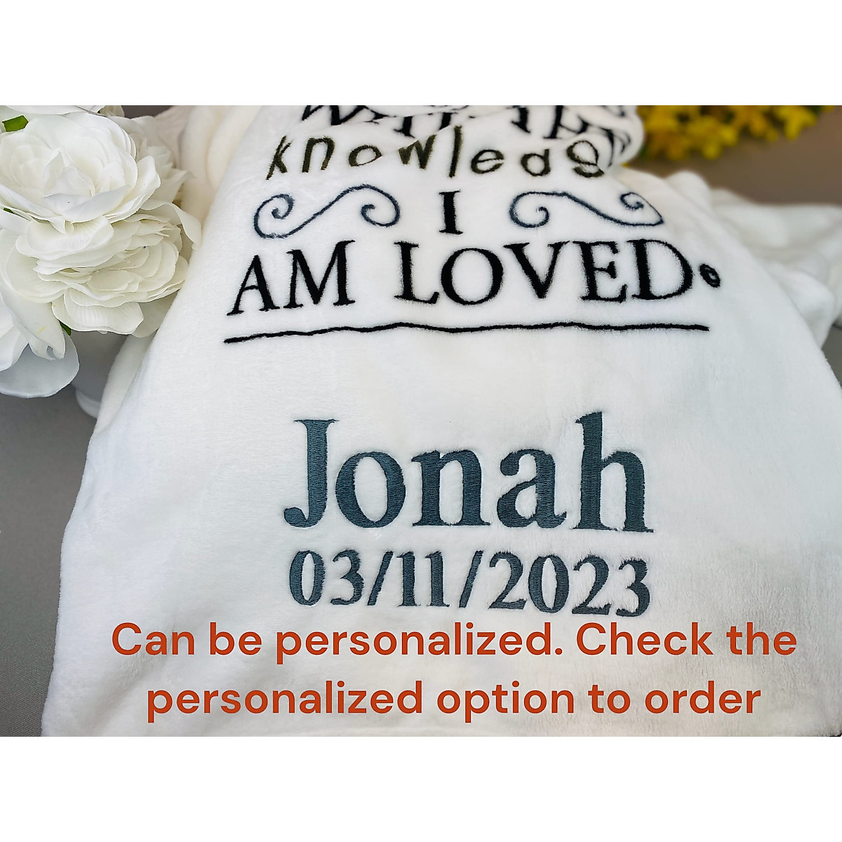 Child of God Blanket-Inspirational Throw-Religious Blanket-Gift for Baptism/First Communion-Christening Blanket-Gift for Godson/Goddaughter/Grandson/Granddaughter/Niece/Nephew (White - Personalized)