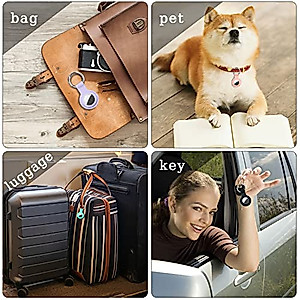 Airtag Holder & Airtag Keychain Compatible with Apple AirTag, Protective Silicone Airtag Case Key Ring for Cat Collar, Dog Collar, Luggage, Keys (4pack Black/Green/Pink/Purple)