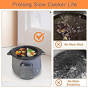 KSUYICA Crock Pot Divider Insert Silicone, Slow Cooker Dividers Silicone Liners Fit 6-8 Qt Crockpots, Reusable BPA Free Leakproof crock pot liner Accessories Cooking Liner for Most Slow Cooker (Black)