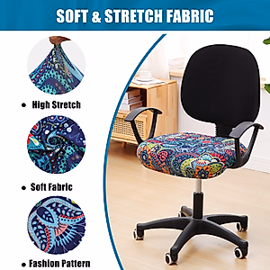 smiry Printed Office Computer Chair Seat Covers, Soft Stretch Washable Universal Rotating Desk Chair Seat Cushion Protectors - Paisley