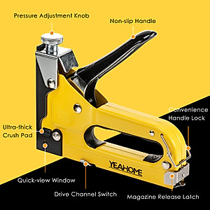 Upholstery 4 in 1 Staple Gun Heavy Duty, with 6000 Staples, Remover, Gloves, Manual Brad Nailer Power Adjustment Stapler Gun for Wood, Upholstery, Carpentry, Decoration DIY Staple Gun…