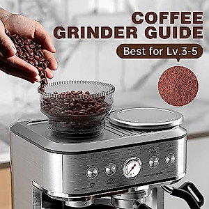 Fricoffee Espresso Machine with Milk Frother, Coffee Espresso Machine with Grinder, Cappuccino Machine Stainless Steel for Home Commercial Use, Gift fot Father Coffee Lovers