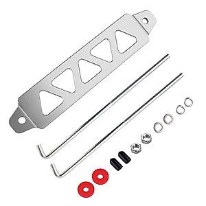 Battery Hold Down Bracket,Premium Aluminum Alloy Battery Tie Down Sets Provide Safe&Stable Driving Environment,Universal Car Battery Holder with 8" Stainless Steel J Bolts (Silver)