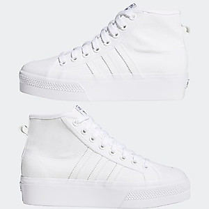 adidas Originals womens Nizza Platform Mid Sneaker, White/White/White, 8.5 US