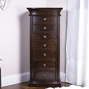 Hives and Honey Landry Jewelry Armoire, 18W x 12.5D x 40H, Walnut & Earring Tray Inserts (4 Pack) Jewelry Storage, Sand (9006-905)