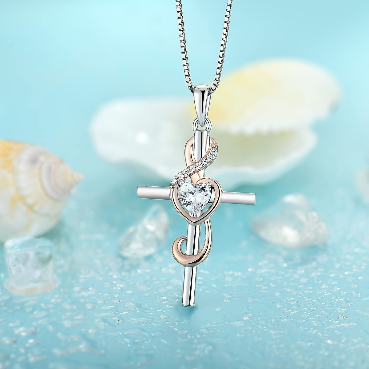 STARCHENIE Women's Note Cross Necklace Sterling Silver Treble Clef Crucifix Pendant Music Note Jewelry for Music Lover