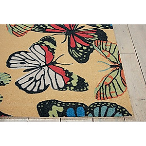 Nourison Home & Garden Indoor/Outdoor Yellow 5'3" x 7'5" Area-Rug, Easy washing, Non Shedding, Bed Room, Living Room, Dining Room, Kitchen (5x7)