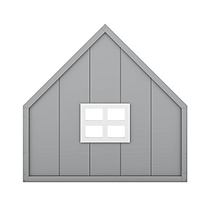 House Bed Full Size, Wood Floor Bed for Kids, Montessori Bed with Railings and Slats for Boys Girls, Low to Ground Height, No Box Spring Needed, Gray