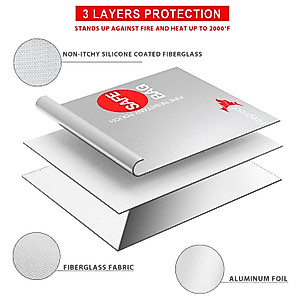 COLCASE Upgraded 2 Pockets Fireproof Document Bag (2000 ℉ )15 x 11 Inches Silicone Coated Fireproof and Waterproof Money Bag Fireproof Safe Storage for Money , Documents , Jewelry and Passport