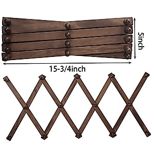 SKOLOO Accordion Wall Hanger, Modern Expandable Coat Rack Wall Mounted, Solid Wooden Wall Hat Rack, 14 Peg, Walnut