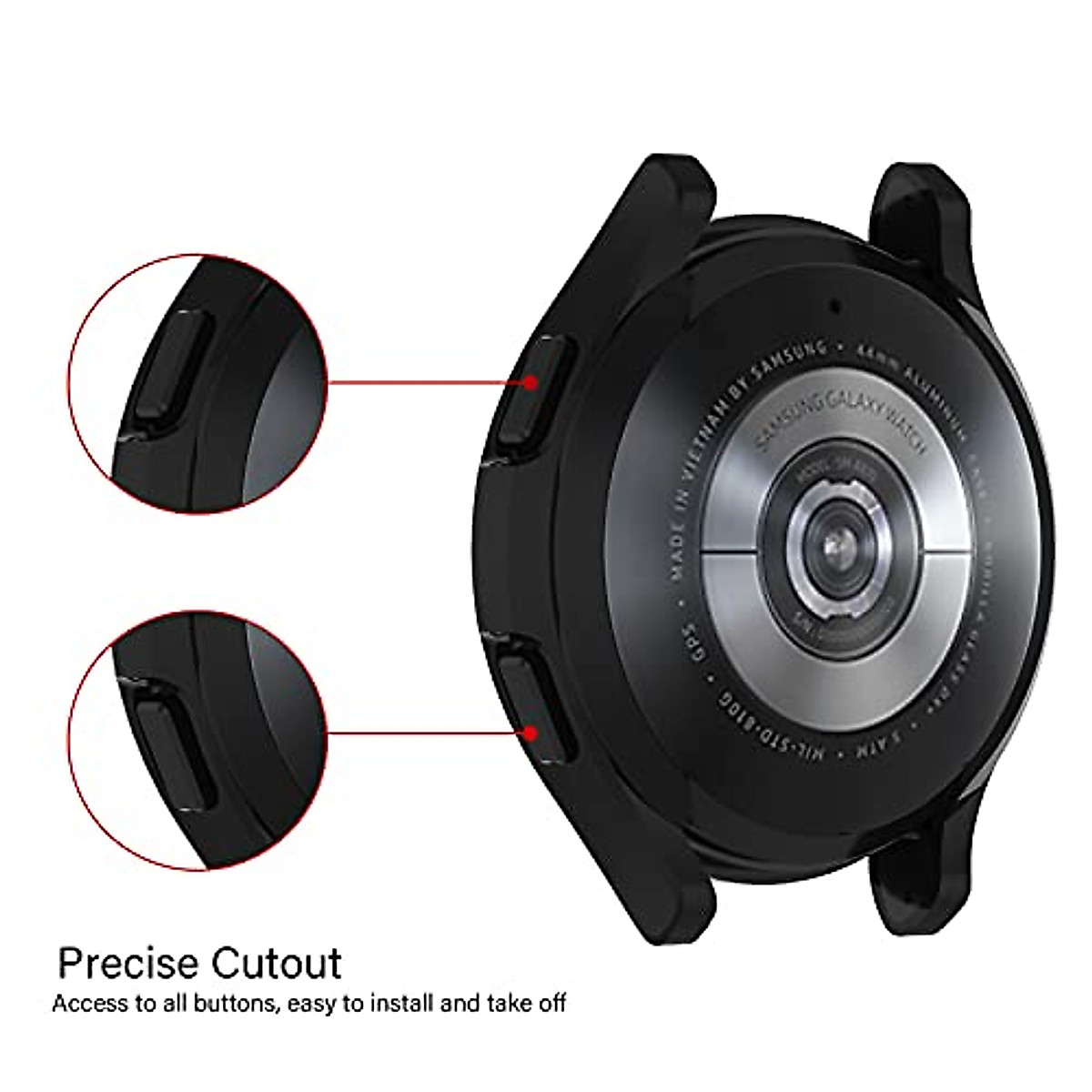 [4+4 Pack] BHARVEST for Samsung Galaxy Watch 4 Classic 46mm Screen Protector and Case, 4 Packs Flexible TPU Frame Cover with 4 Sets Tempered Glass Protective Film for Galaxy Watch 4 Classic 46mm