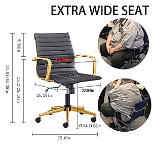 CAROCC Mid-Back Office Desk Chair - Gold and Black Task Chair with Back Support, Heavy Duty (320lbs), Swivel