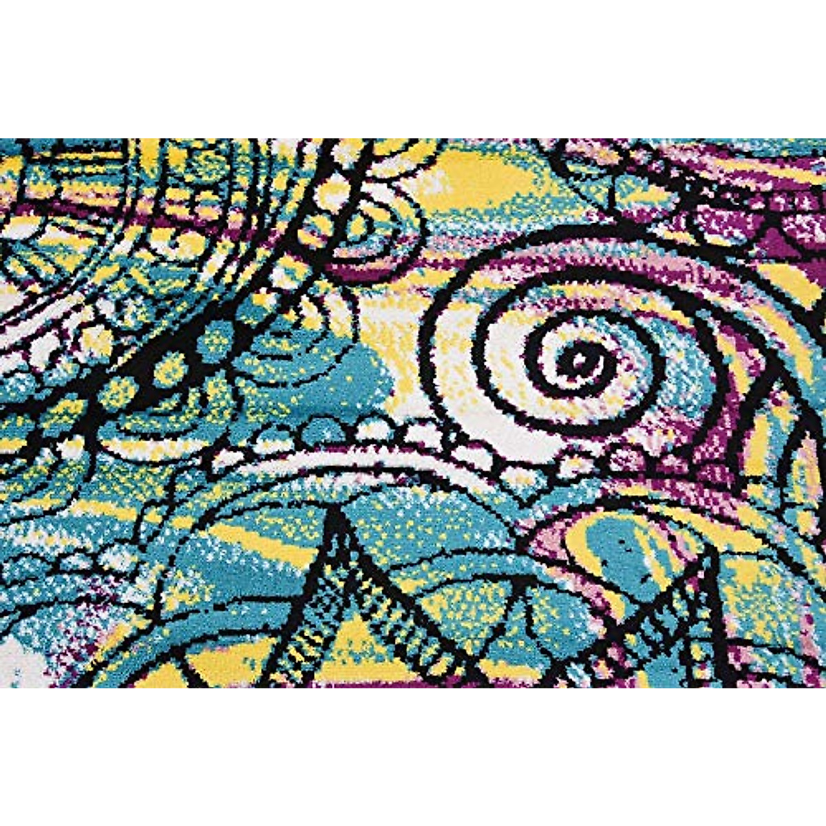 Unique Loom Metro Collection Modern Abstract Henna Floral Area Rug, 9 x 12 ft, Black/Ivory