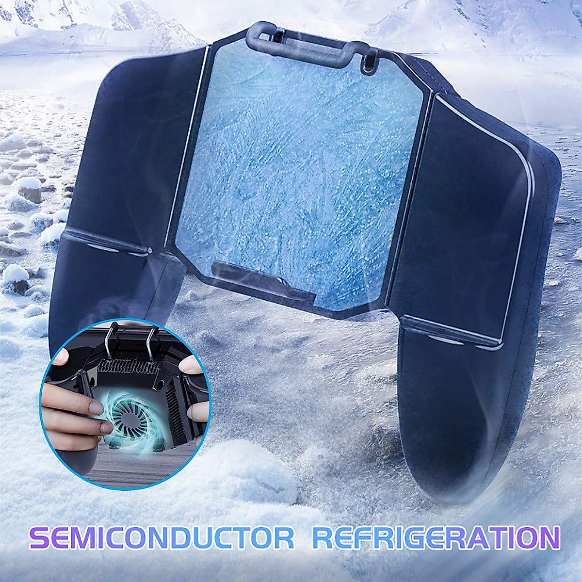 Cell Phone Cooler Game Controller Cooler Mobile Game Controller with Cooling Fan, Mobile Controller Gamepad L1 R1 Aim and Shoot Trigger, Remote Grip for 4.7-6.5" Android iOS Phone Accessories