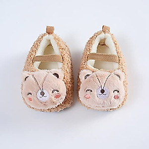 Lykmera Winter Children Baby Toddler Shoes Boys Girls Floor Shoes Flat Bottom Non Slip Plush Warm Cartoon Fleece Slippers (C, 0-3 Months)