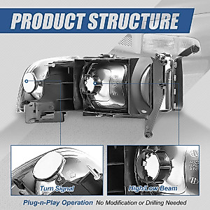 Auto Dynasty 4Pcs Factory Style Headlights Assembly with Corner Lamp Compatible with Dodge Ram 1500 2500 3500 (Non-Sport Models) 94-02, Driver and Passenger Side, Chrome Housing Clear Lens