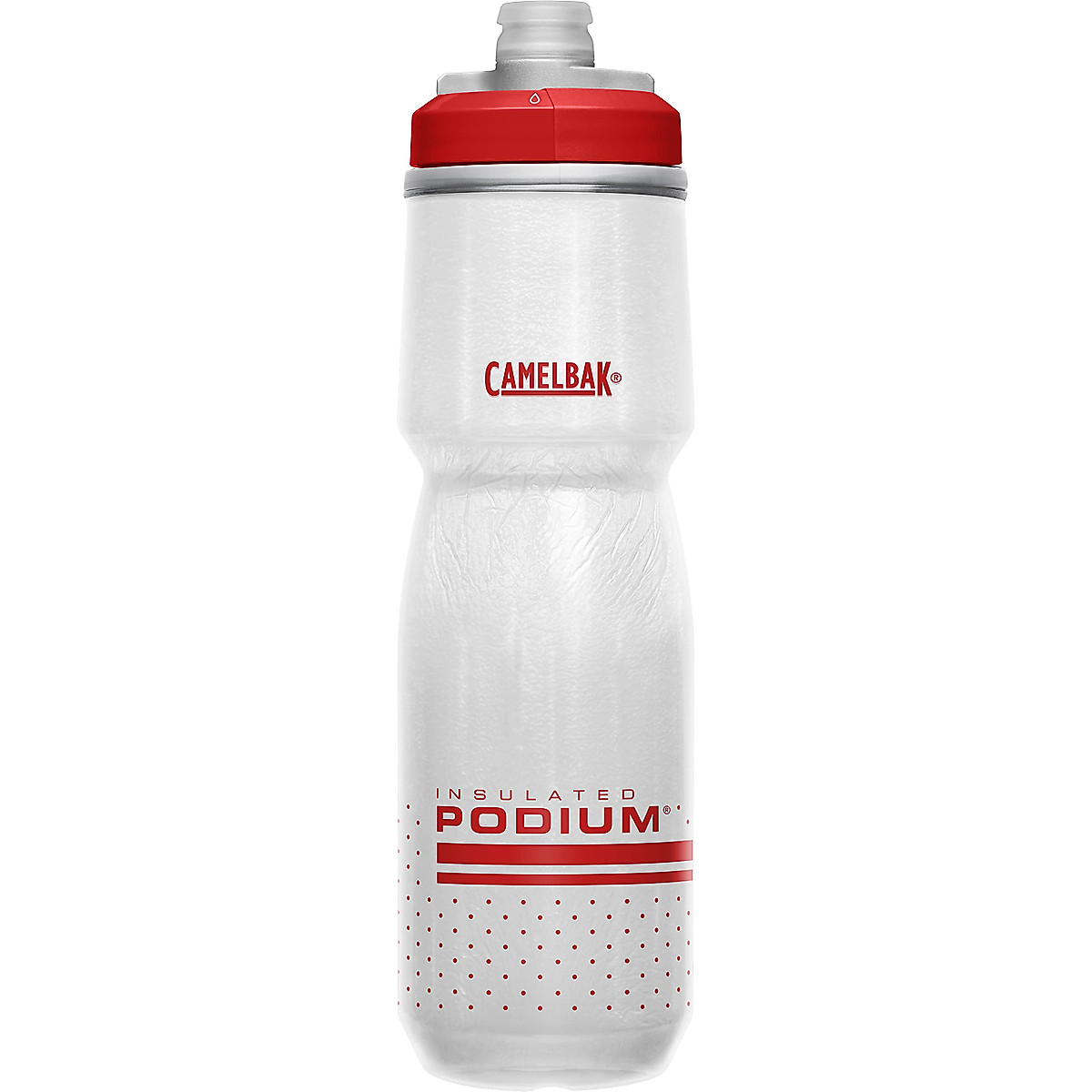 CamelBak Podium Chill Insulated Bike Water Bottle - Easy Squeeze Bottle - Fits Most Bike Cages - 24oz, Fiery Red/White