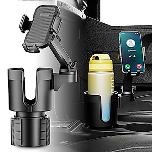 CYEVA Cup Holder Phone Mount for Car, 2 in 1 Cup Holder Expander for Car with 360°Rotation Long Arm Cell Phone Holder for Car Compatible with All Smartphones