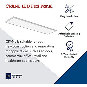 Lithonia Lighting CPANL 1X4 40LM SWW7 120 TD DCMK 1 Ft. x 4 Ft. LL CPANL LED Flat Panel with 4000 Lumens and 3500 to 5000K Switchable CCT with Direct Ceiling Mount Bracket