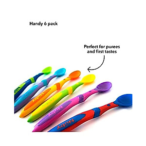 Nuby 6 Piece Long Handle Weaning Spoons, Assorted, One Size
