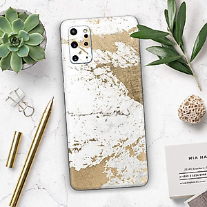 DesignSkinz Gold Foiled Marble v1 Protective Vinyl Decal Wrap Skin Cover Compatible with The Samsung Galaxy S20 (Screen Trim & Back Glass Skin)