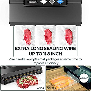KOIOS Vacuum Sealer Machine, 85Kpa Automatic Food Sealer for w/Starter Kit, Dry&Moist Modes, With Up To 40 Consecutive Seals, Compact Design (Black)
