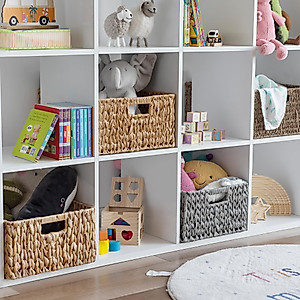 JS HOME Jumbo Wicker Basket for Orgainzing, Extra Large Rectangular Water Hyacinth Storage Wicker Shelf Basket with Built-in Handles, 1 Pack