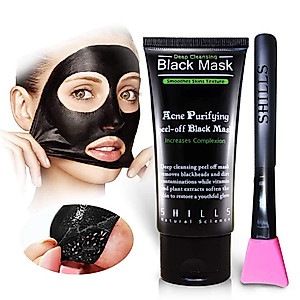 SHILLS Charcoal Face Mask, Peel Off Mask, Charcoal Mask, Peel Off Mask, Deep Cleansing, Purifying, Activated Charcoal Mask with Brush