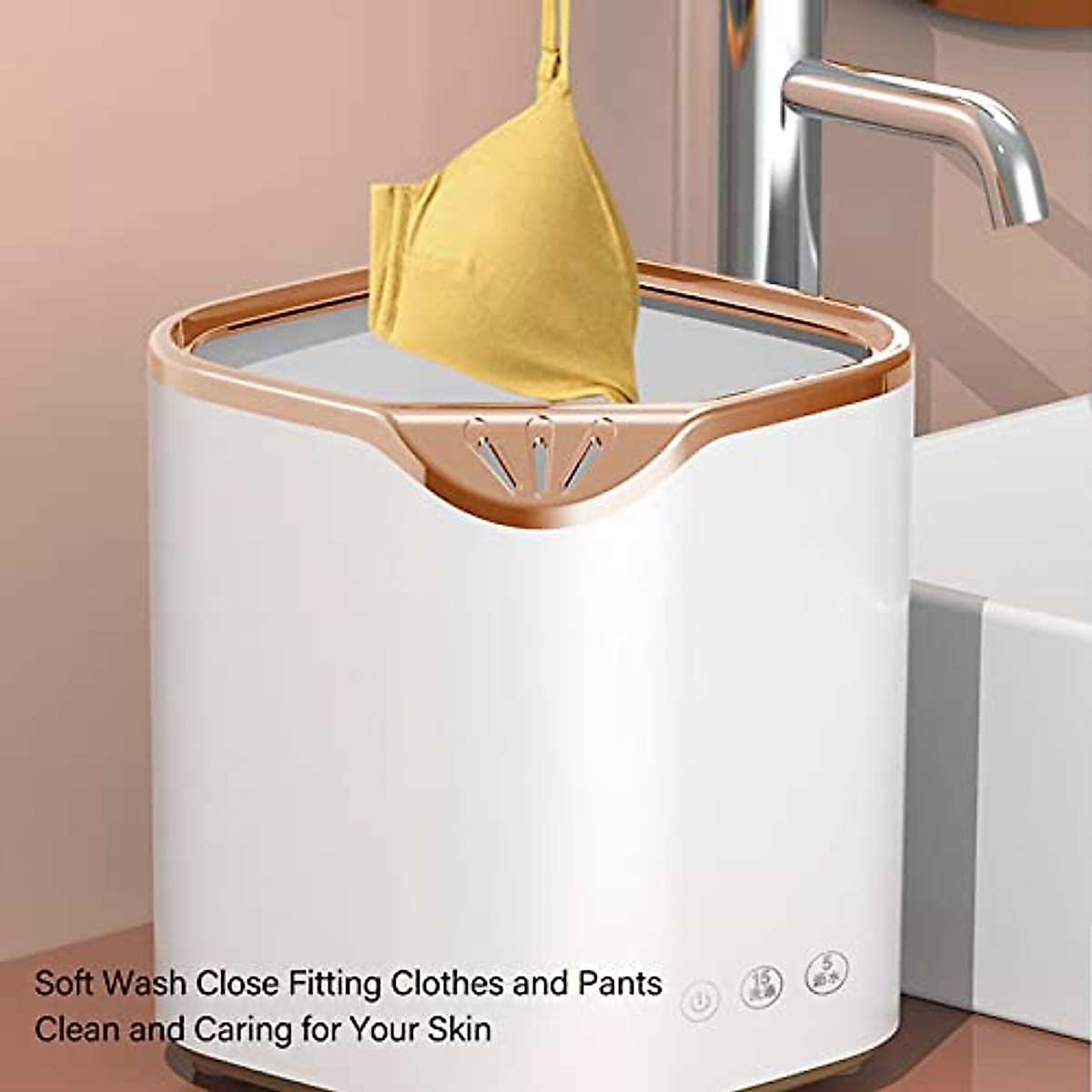 Dpofirs Mini Washing Machine, 4L Capacity Portable Laundry Washer, No More Splashing, Ultrasonic Home Washer for Camping Apartments Dorms College Rooms (US Plug)