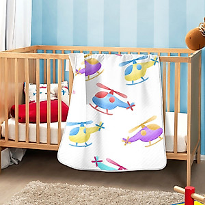 MCHIVER Watercolor Cute Helicopter Baby Blankets for Girls Boys Receiving Blankets Girl Toddler Blanket Swaddle Blankets Baby Receiving Blankets for Crib Infant Unisex Girl Newborn