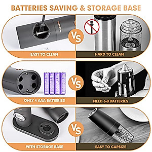 SIMPLETASTE Electric Salt and Pepper Grinder Set, One-Handed, Battery Powered, Adjustable Coarseness, LED Light, Pepper mills with stand, Seasoning Tools for Kitchen, Dining or Gifting