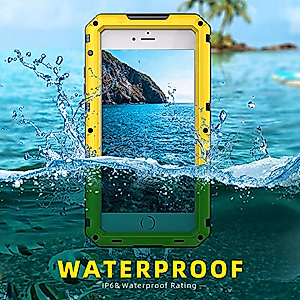 Mitywah Waterproof Case for iPhone 7, iPhone 8 Heavy Duty Military Grade Armor Metal Case, Full Body Protective Rugged Shockproof Thick Dustproof Strong Case for iPhone 7/8, Yellow