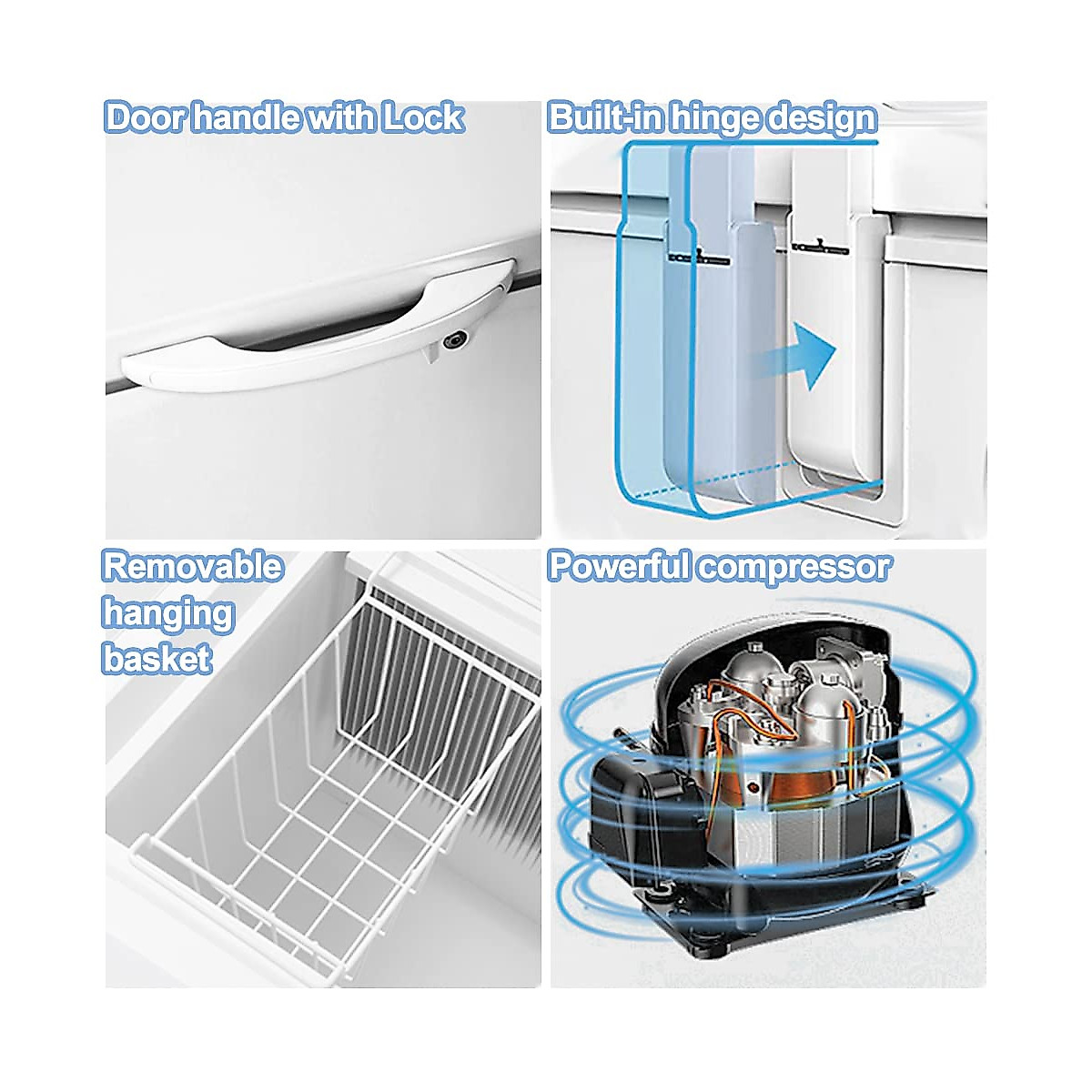 Techomey Propane Freezer 7 Cu.Ft, 110V/LPG Deep Chest Freezers with Lock, Top Open Door, 2-Way Off-grid Gas Freezer for Outdoor, Camping, Boondocking, White
