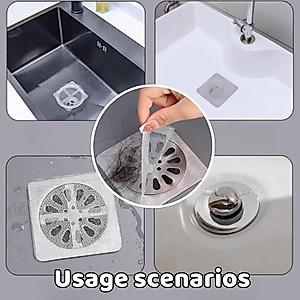 Disposable Hair Drain Stickers, 4" X 4" Disposable Shower Drain Cover Hair Catcher Mesh Stickers for Bathroom Laundry Bathtub Kitchen（50PCS）