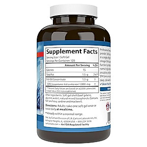 Carlson - Elite EPA Gems, 1000 mg EPA Fish Oil, Wild-Caught, Norwegian Fish Oil, Sustainably Sourced, Helps Maintain Healthy Triglyceride Levels, 120 Softgels