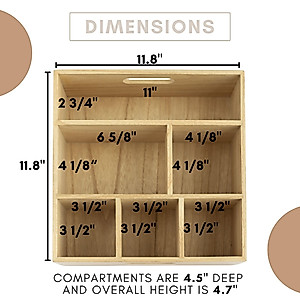 Large Wooden Silverware Caddy For Party, Holds Plates, Napkins, Cups, Forks, Spoons, and Knives, Utensil Holder for Party, Hosting Essentials, Cutlery Holder for Party, Flatware Caddy, Utensil Caddy