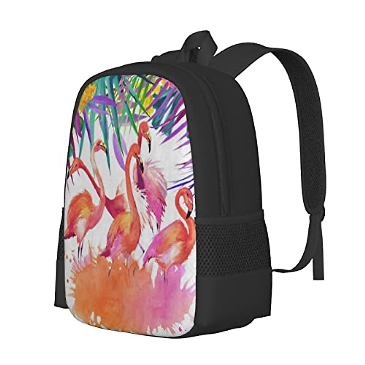 Tropical Flowers Leaves Flamingo Casual Backpack School Bag Laptop Travel Backpack for Men Women