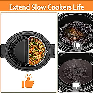 Slow Cooker Divider Liner fit 6 QT Crockpot, GISMTR Reusable & Leakproof Silicone Slow Cooker Divider Insert, Dishwasher Safe Cooking Liner for 6 Quart Crock Pot