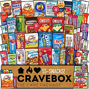 CRAVEBOX Snacks Box Variety Pack Care Package (55 Count) Easter Gift Basket Adults Kids Guys Girls Women Men Boyfriend Candy Birthday Cookies Chips Teenage College Student Food School